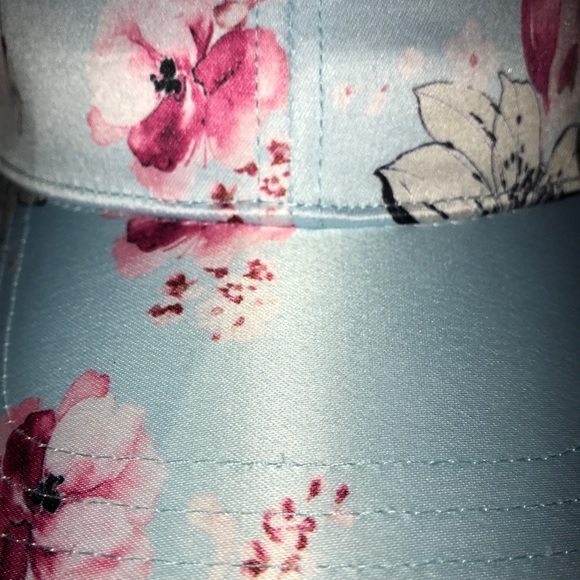 Accessories | Baby Blue Satin Floral Cap | Poshmark